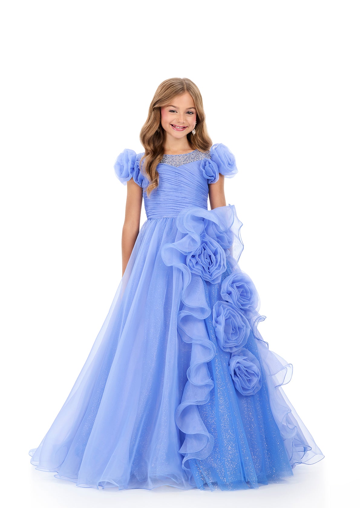ASHLEYlauren 8346 Girls Pageant Dress Organza Flowers – Glass Slipper ...
