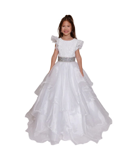 Ava Presley 39892 Girls Layer Sequin Cap Sleeve Pageant Dress Keyhole ...