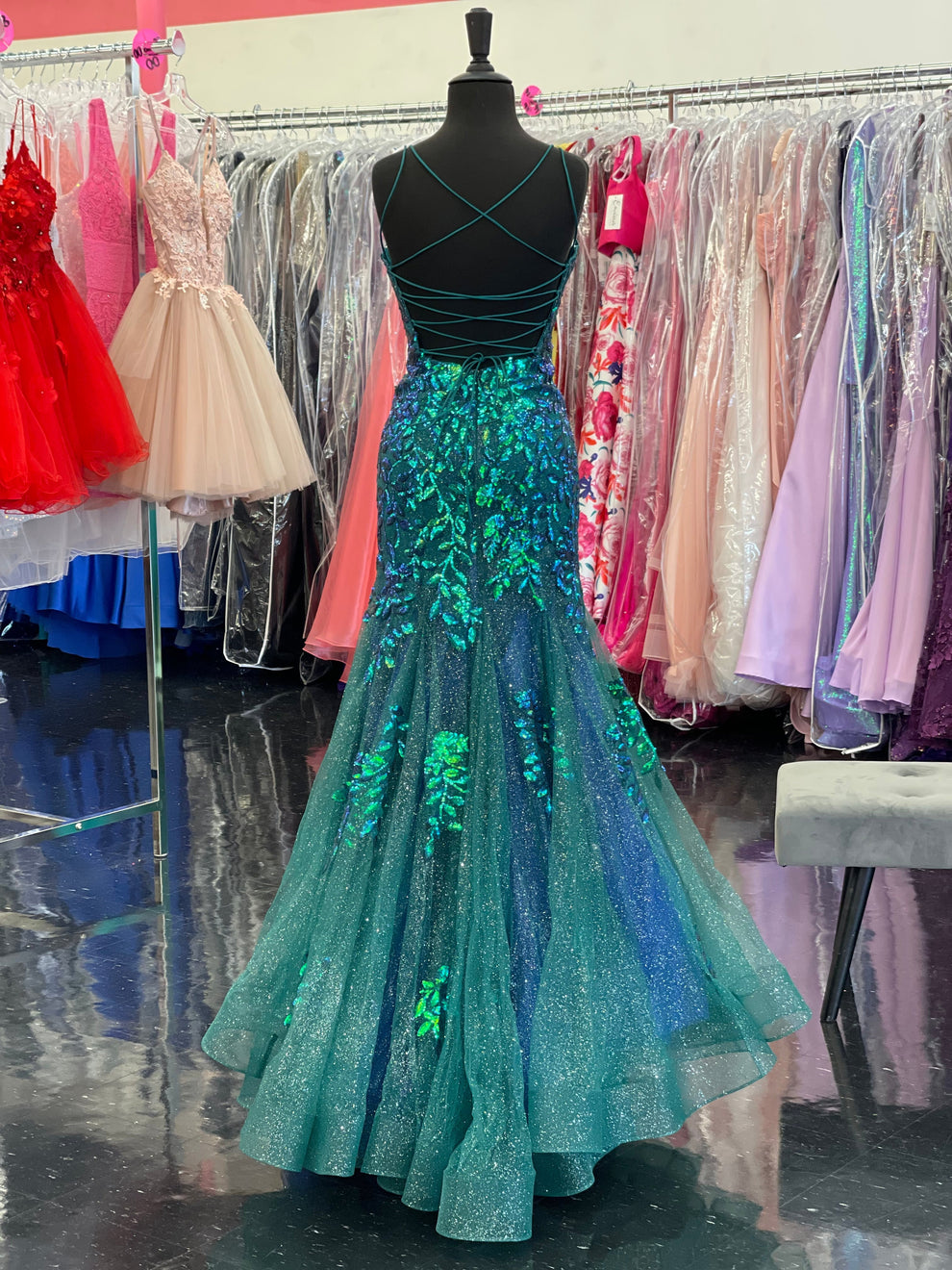 Amarra 87317 Mermaid Prom Dress Emerald Size 2 8 Long Embellished Lace ...